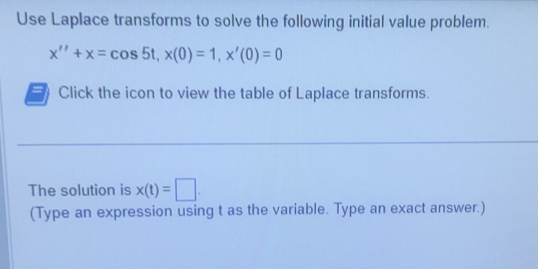 Solved Use Laplace transforms to solve the following initial | Chegg.com
