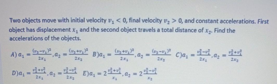 Solved Two objects move with initial velocity v,