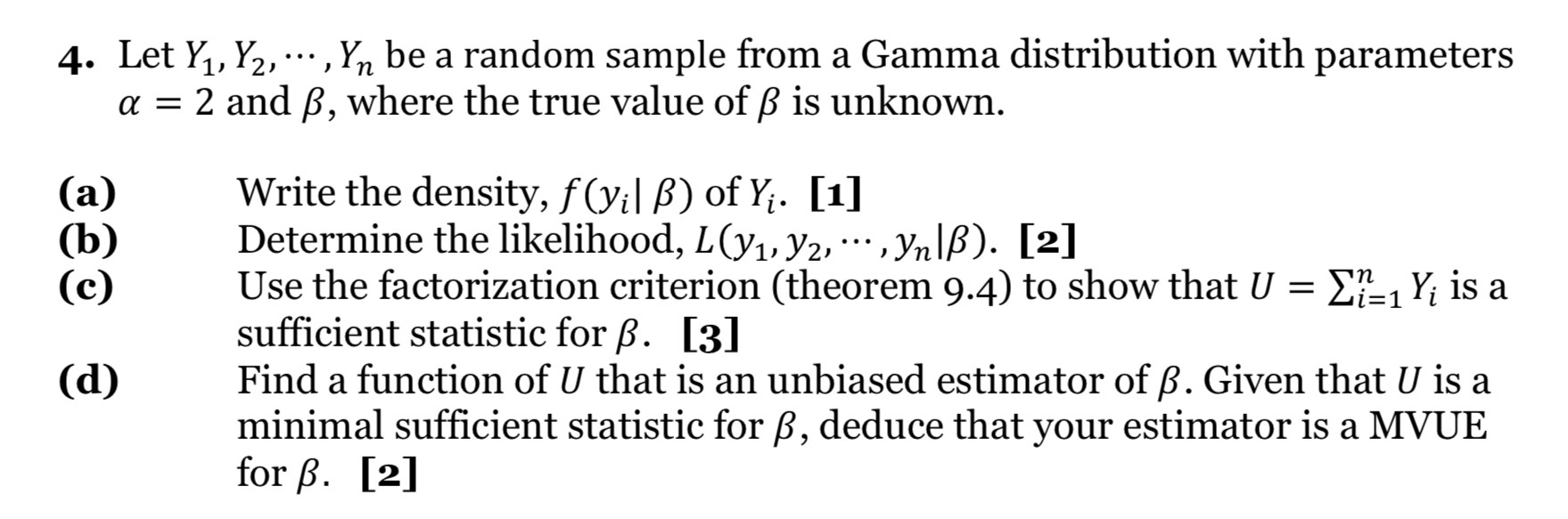 Solved Let Y1,Y2,cdots,Yn be a random sample from a Gamma | Chegg.com Solved Let Y1,Y2,cdots,Yn be a random sample from a Gamma | Chegg.com