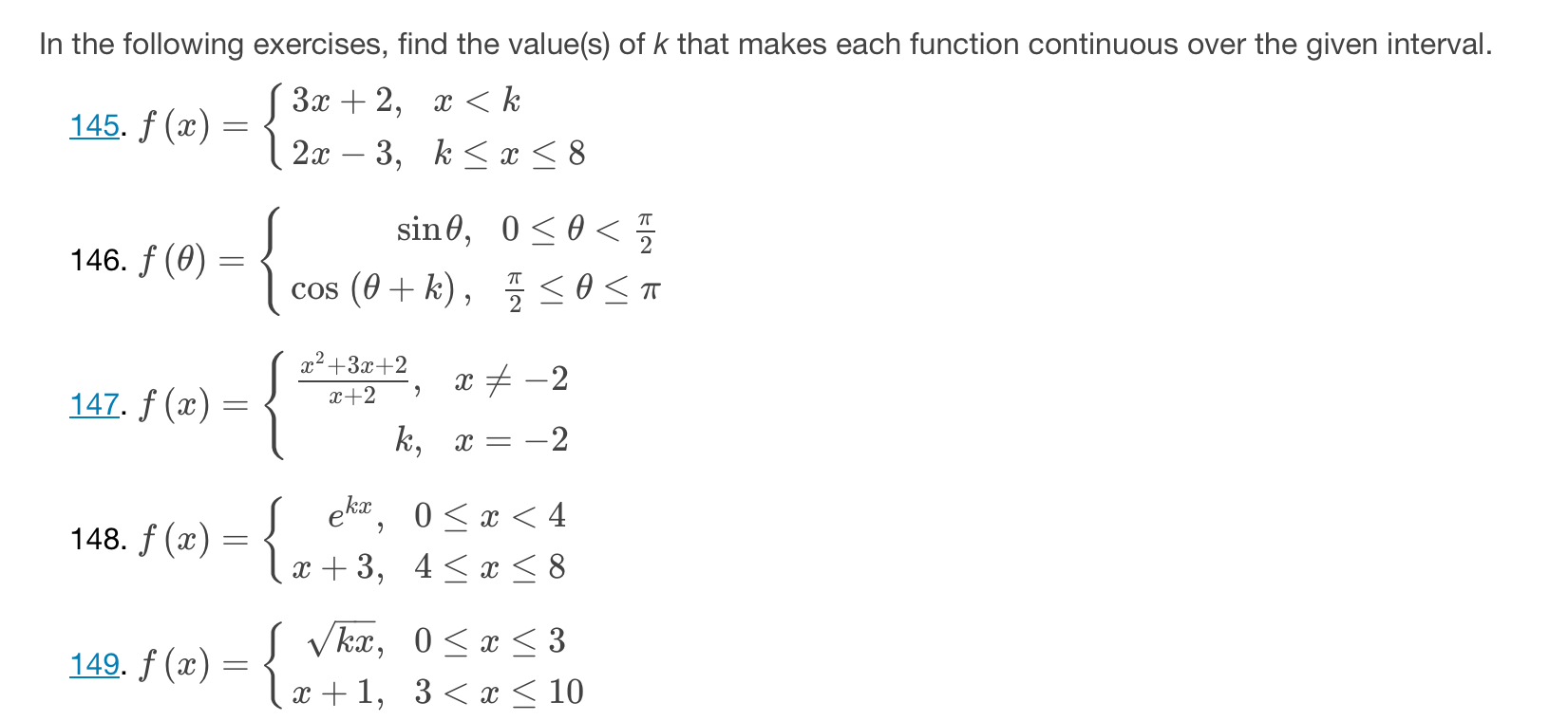 Solved In the following exercises, find the value(s) ﻿of k | Chegg.com