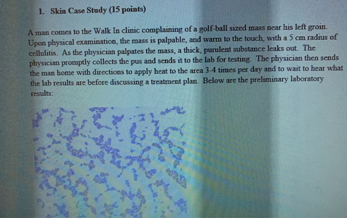Solved 1. Skin Case Study (15 points) A man comes to the | Chegg.com