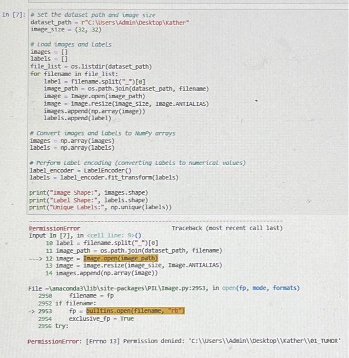 Solved why i have error num 13?In [7]: # Set the dataset | Chegg.com