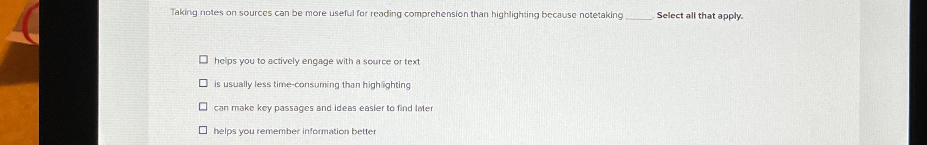 Solved Taking notes on sources can be more useful for | Chegg.com