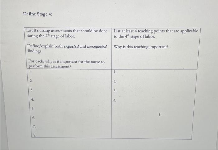 Solved Define Stage 4: | Chegg.com