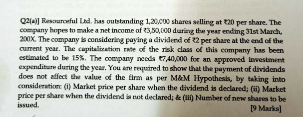 Solved Q2(a)] ﻿Resourceful Ltd. ﻿has outstanding 1,20,000 | Chegg.com