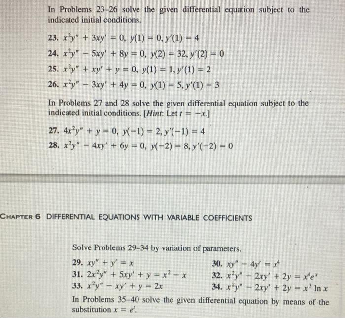 Solved In Problems 23-26 solve the given differential | Chegg.com
