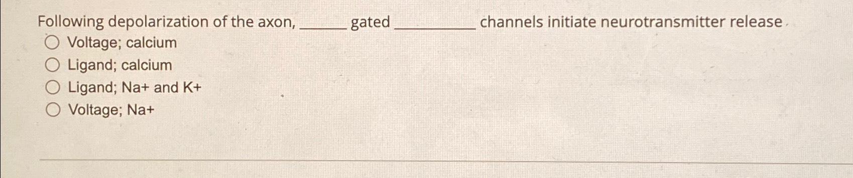 Solved Following depolarization of the axon, gated thannels | Chegg.com