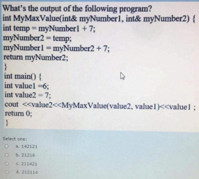 Solved What's the output of the following program?int | Chegg.com