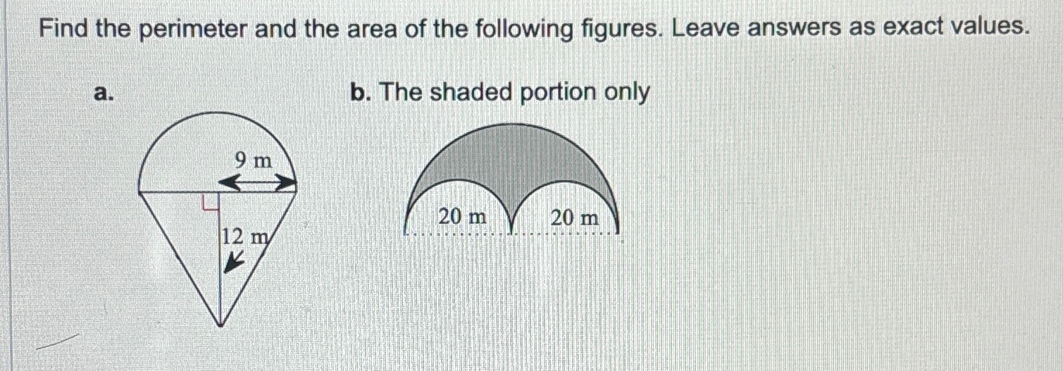Solved Find the perimeter and the area of the following | Chegg.com
