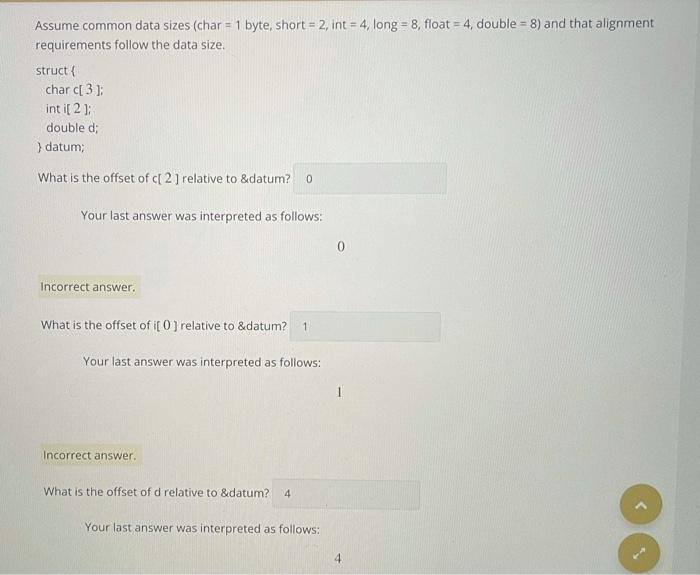 Solved Assume common data sizes (char = 1 byte, short = 2, | Chegg.com