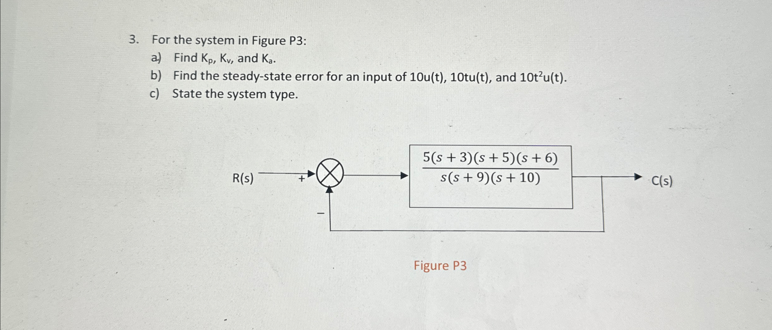 Solved For the system in Figure P3:a) ﻿Find Kp,Kv, ﻿and | Chegg.com