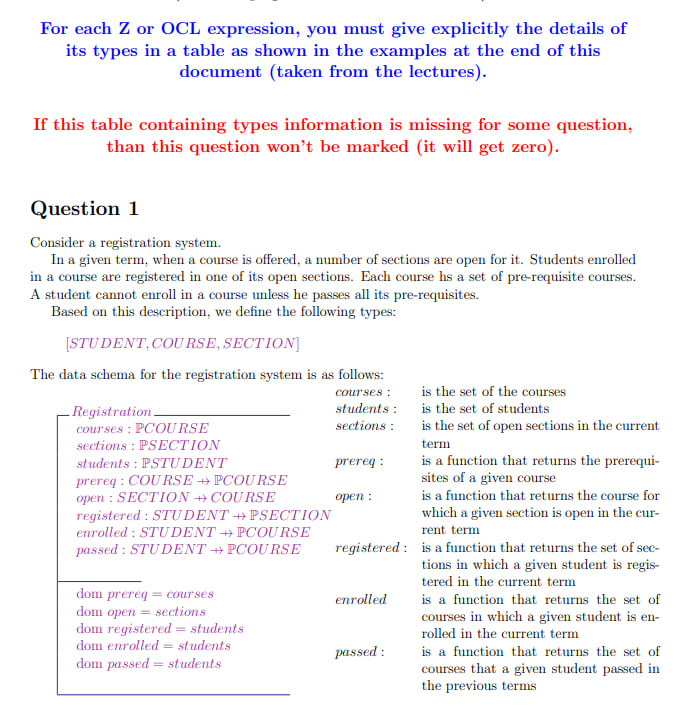 Solved For each Z or OCL expression, you must give | Chegg.com