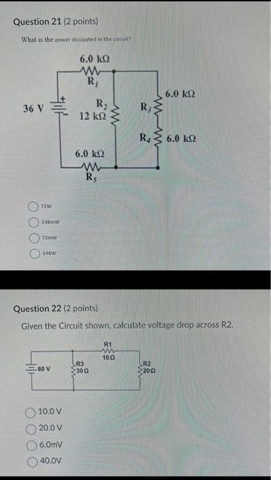 Solved What is the voltage drop at R5 resistor? Question 24 | Chegg.com