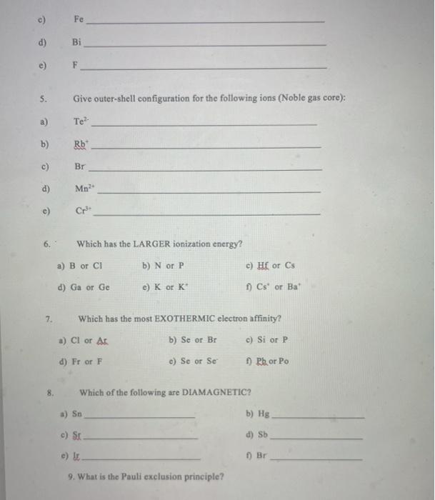 Solved ELECTRON CONFIGURATION WORKSHEET 1. What is the | Chegg.com