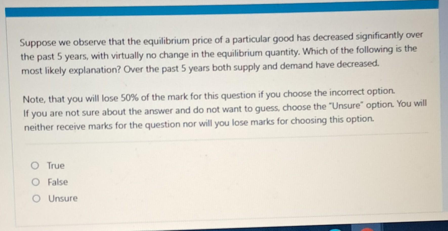 Solved Suppose we observe that the equilibrium price of a | Chegg.com