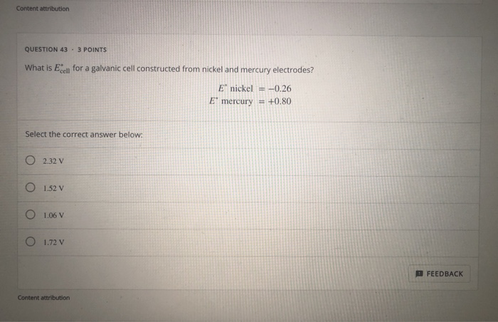 Solved Content attribution QUESTION 43 - 3 POINTS What is | Chegg.com