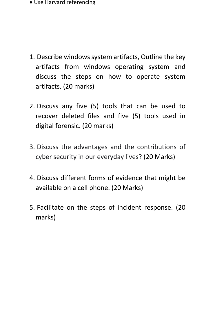 Solved 1. Describe windows system artifacts, Outline the key | Chegg.com