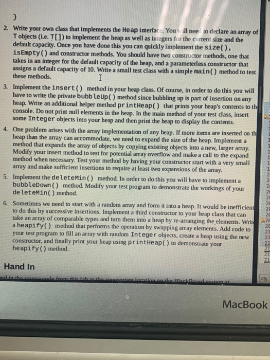 2 Write Your Own Class That Implements The Heap