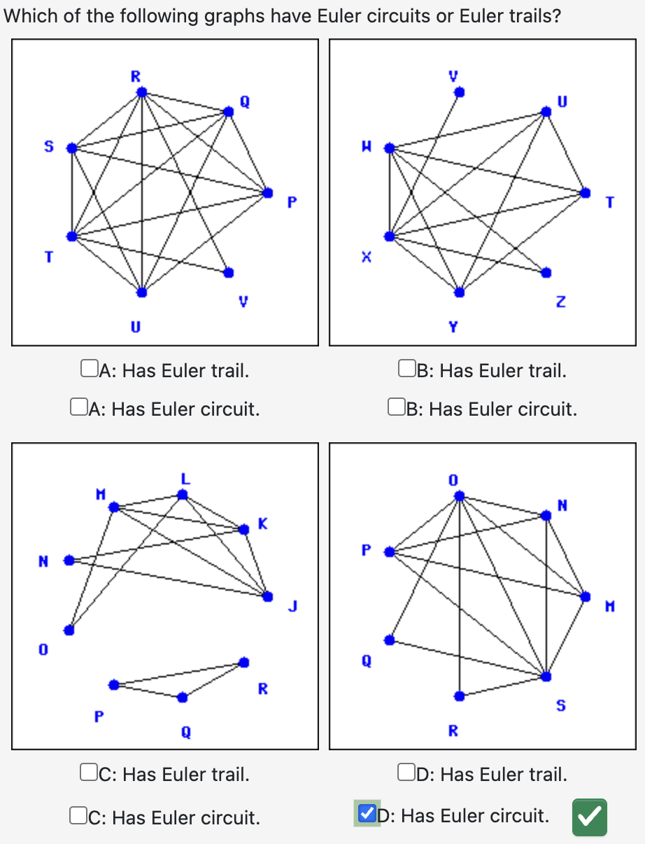 Which of the following graphs have Euler circuits or | Chegg.com