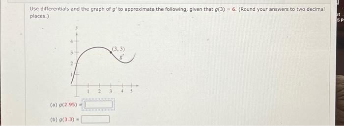 Solved Use differentials and the graph of g' to approximate | Chegg.com