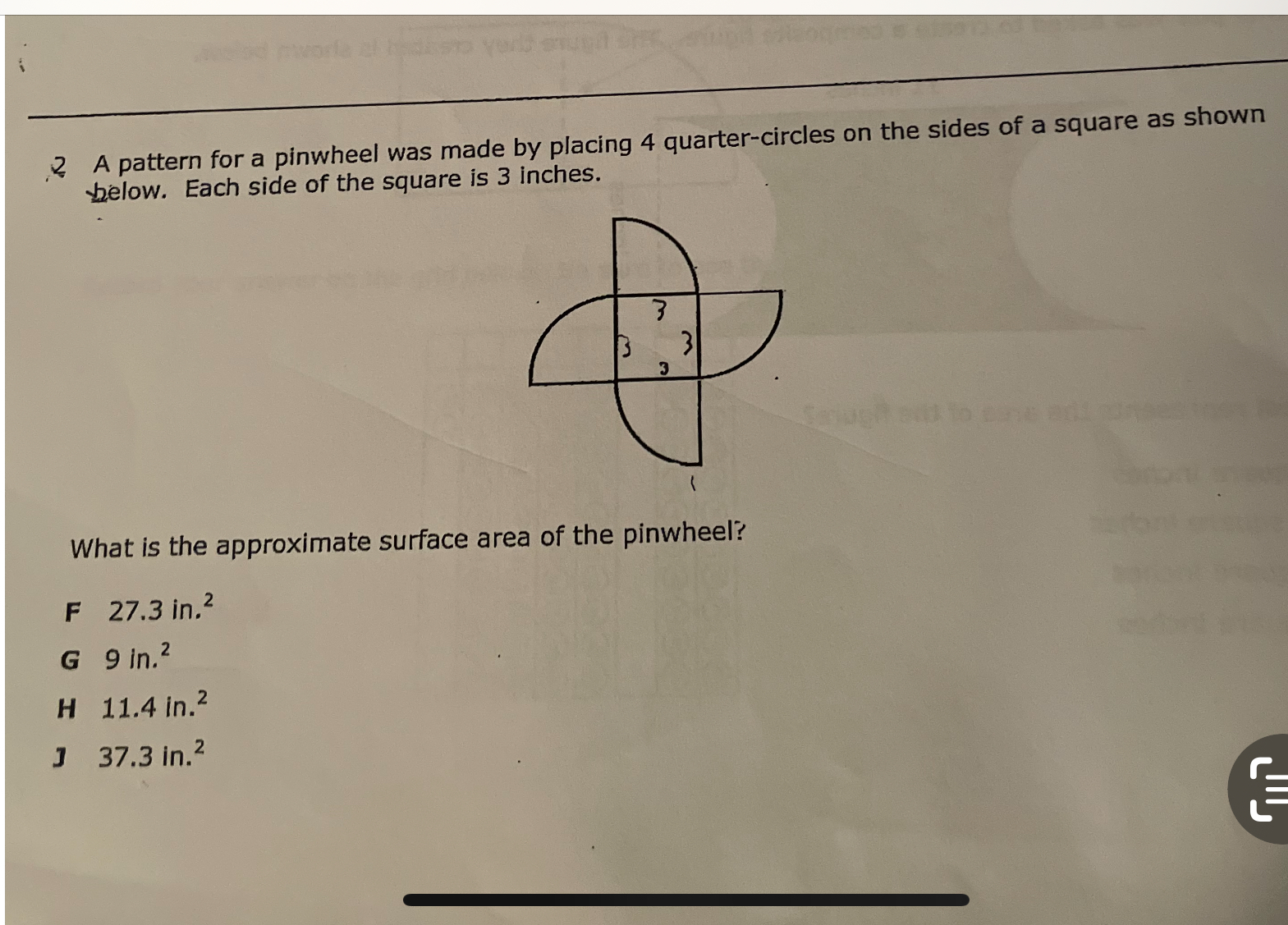 Solved A pattern for a pinwheel was made by placing 4 | Chegg.com