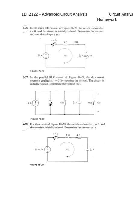 Solved 6-25. In the series R.L.C circuit of Fitate P6-25, | Chegg.com