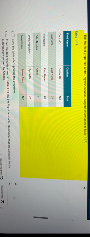 Solved Edit the field properties of the Physicians table | Chegg.com