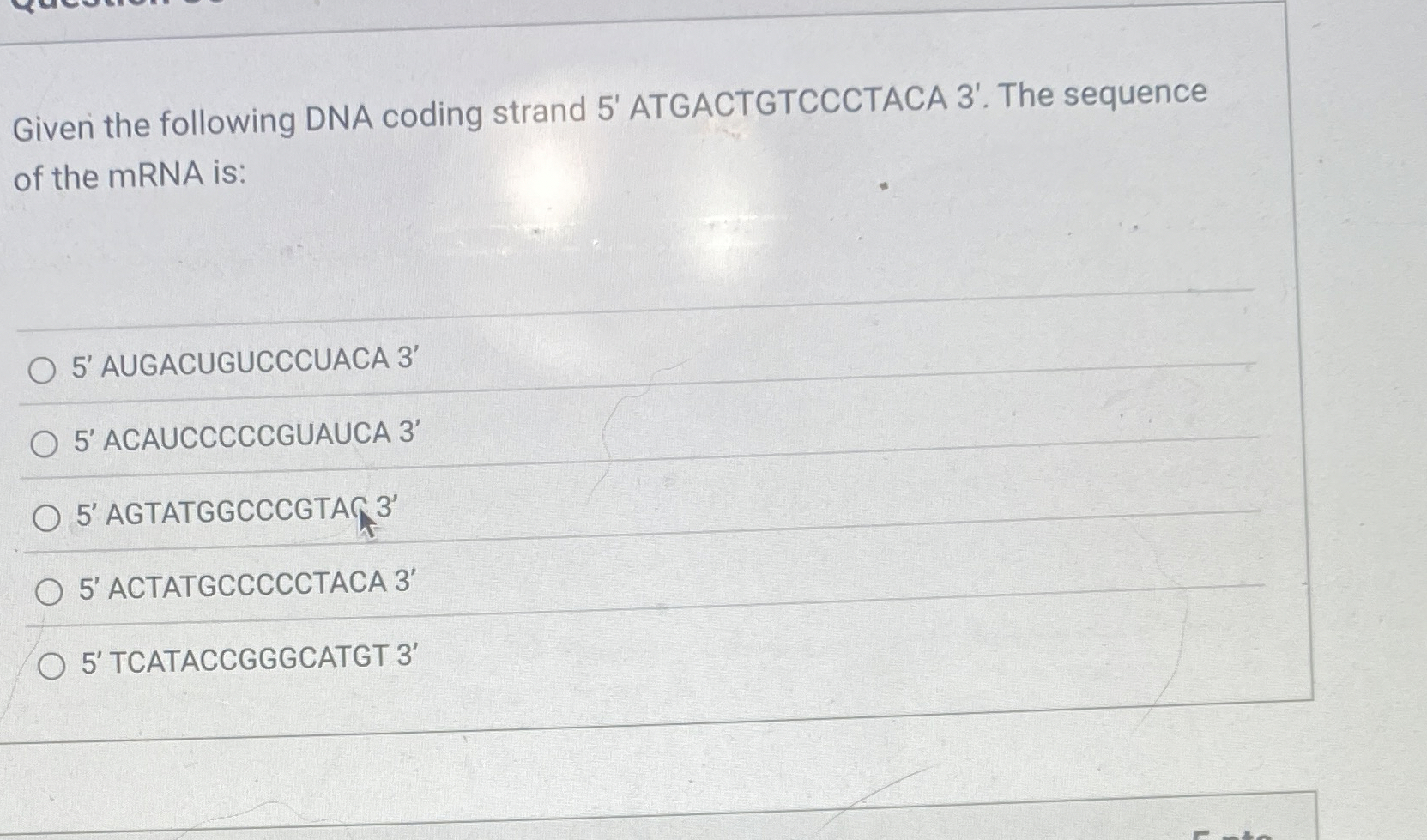 Solved Given the following DNA coding strand 5' | Chegg.com | Chegg.com