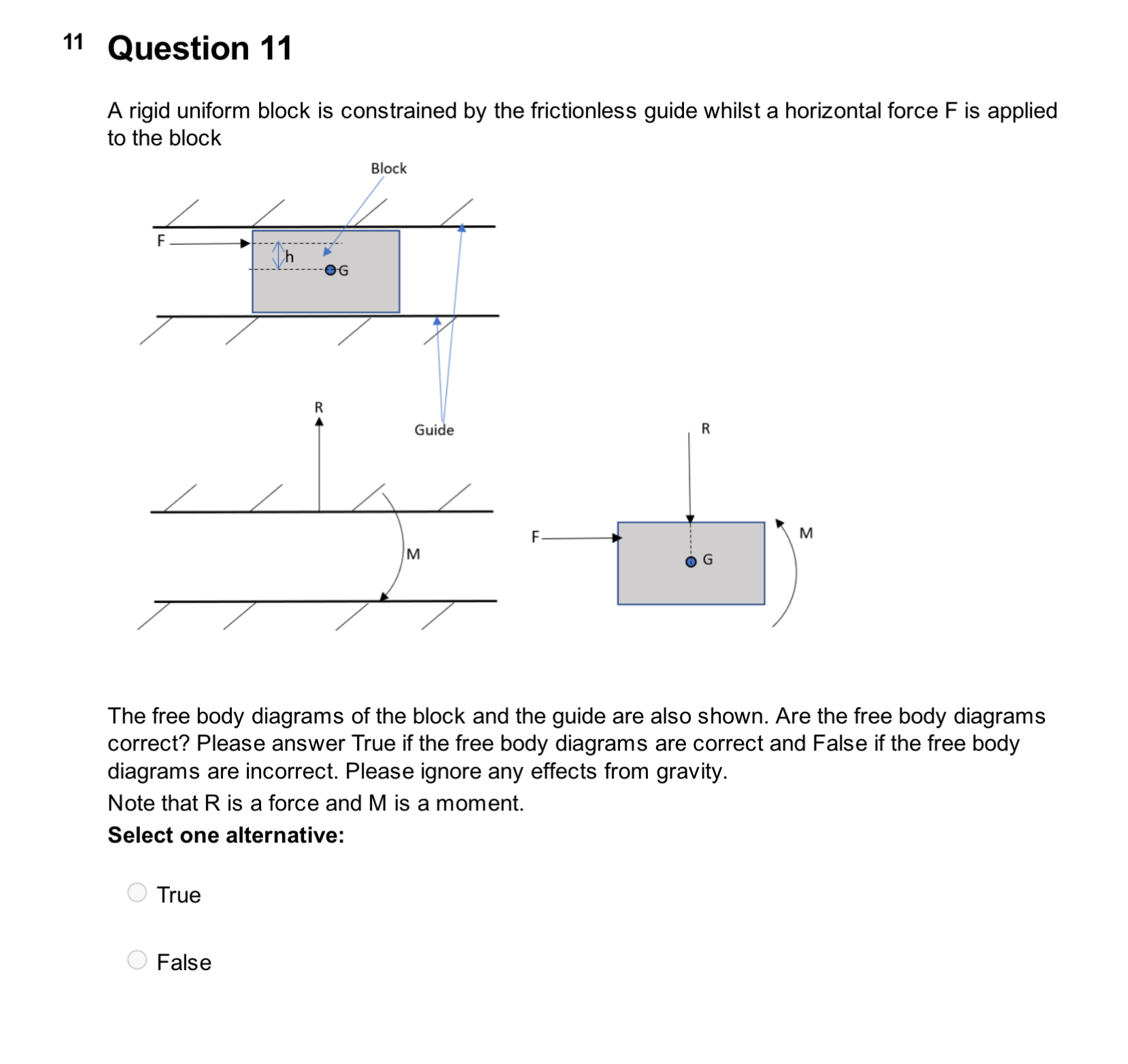 Solved 11 ﻿Question 11A rigid uniform block is constrained | Chegg.com