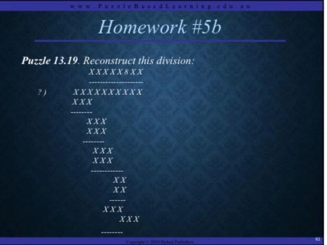 Solved Homework #5b Puzzle 13.19. Reconstruct this division: | Chegg.com