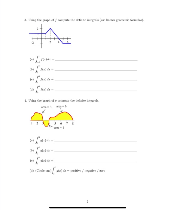 Solved 3. Using the graph off compute the definite integrals | Chegg.com