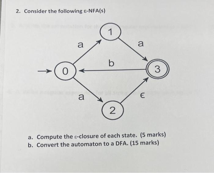 Solved 2. Consider the following ε−NFA(s) a. Compute the | Chegg.com