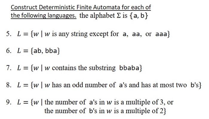 Solved Construct Deterministic Finite Automata For Each Of 1235