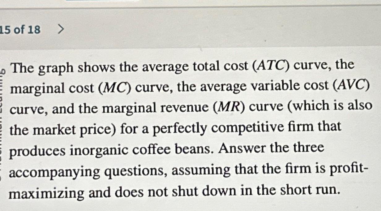 Solved 15 ﻿of 18The graph shows the average total cost (ATC) | Chegg.com