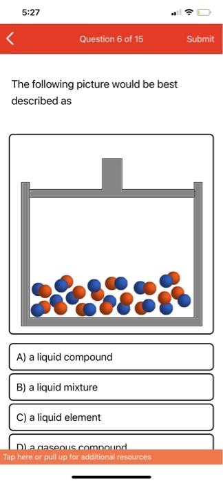 Solved 5:27 Question 6 of 15 Submit The following picture | Chegg.com