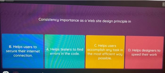 Solved Consistency importance as a Web site design principle | Chegg.com