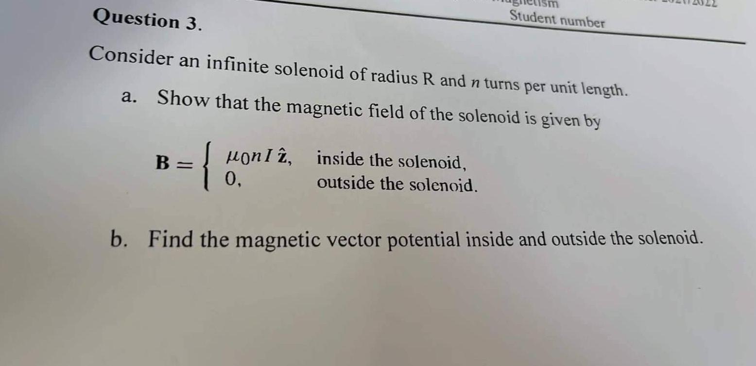 Solved Consider an infinite solenoid of radius R and n turns | Chegg.com