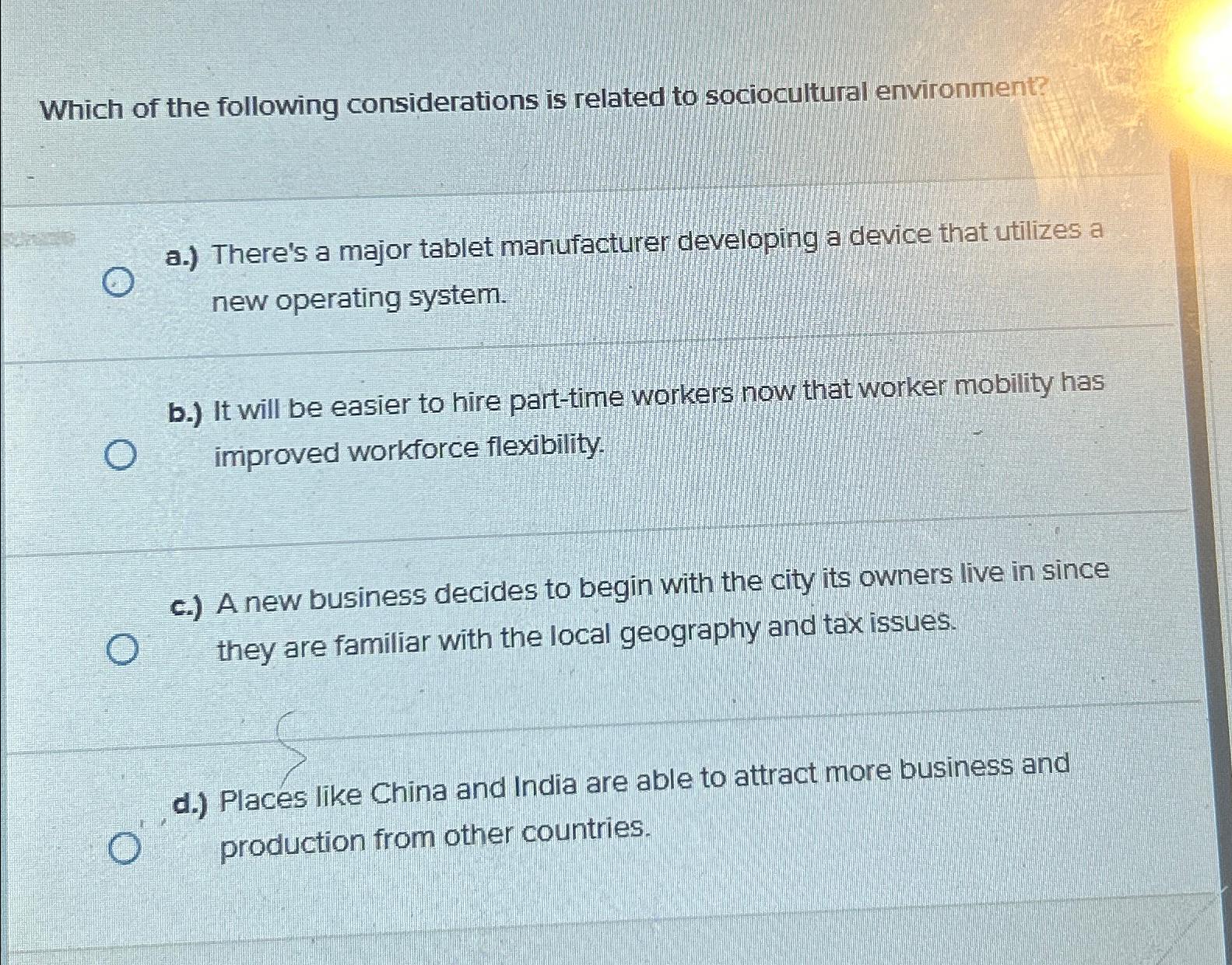 Solved Which of the following considerations is related to | Chegg.com