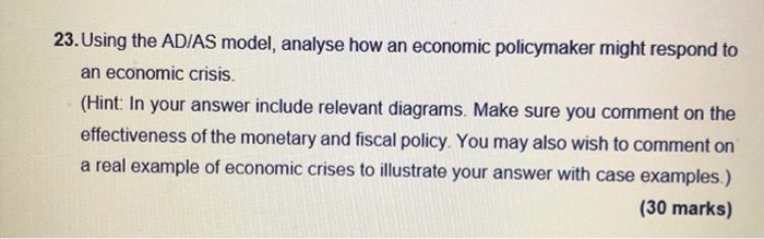 Solved Using the AD/AS model, analyse how an economic policy | Chegg.com