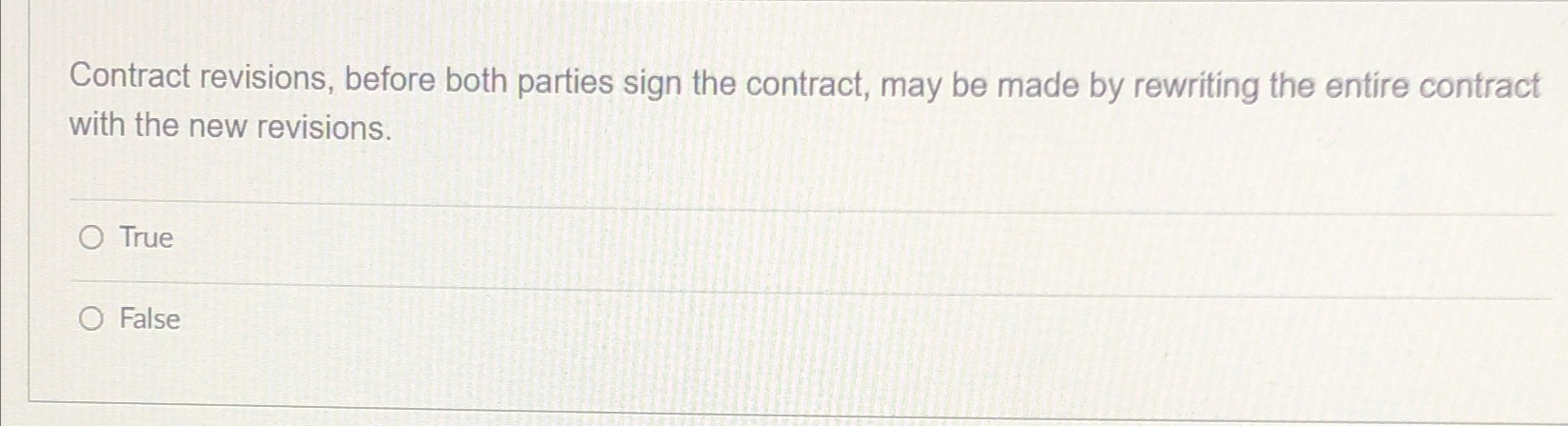 Solved Contract revisions, before both parties sign the | Chegg.com