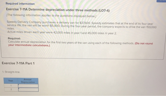 Solved Required information Exercise 7-11A Determine | Chegg.com