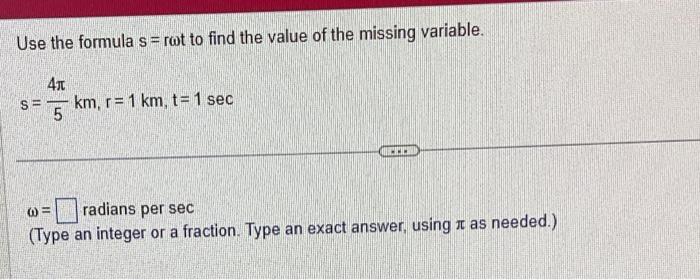 Solved Use the formula s= rot to find the value of the | Chegg.com