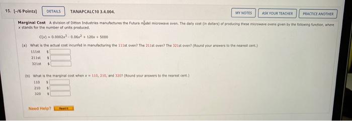 Solved -14 Points) DETAILS TANAPCALC10 3.4.00 MY NOTES ASK | Chegg.com Solved -14 Points) DETAILS TANAPCALC10 3.4.00 MY NOTES ASK | Chegg.com