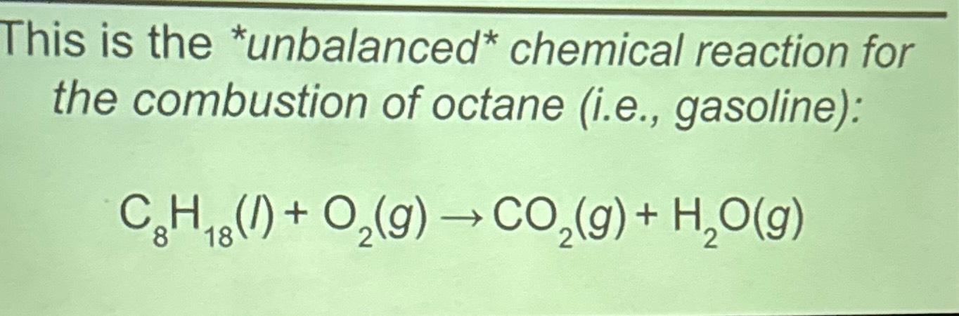 This is the *unbalanced ?** ﻿chemical reaction for | Chegg.com