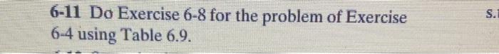 Solved 6-11 Do Exercise 6-8 for the problem of Exercise 6-4 | Chegg.com