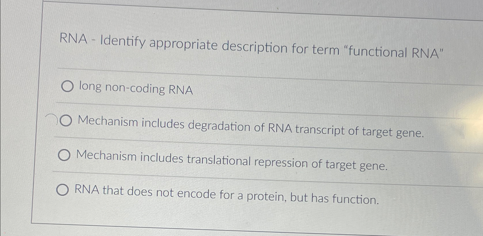 Solved RNA - ﻿Identify appropriate description for term | Chegg.com