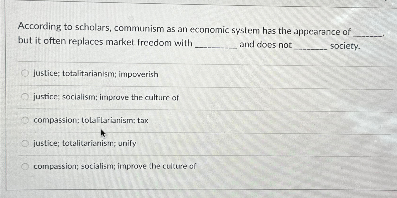 Solved According to scholars, communism as an economic | Chegg.com