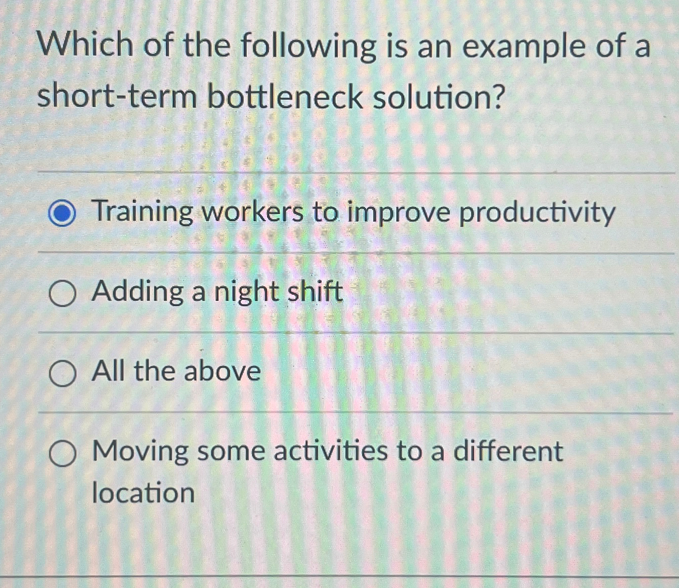 Solved Which of the following is an example of a short-term | Chegg.com