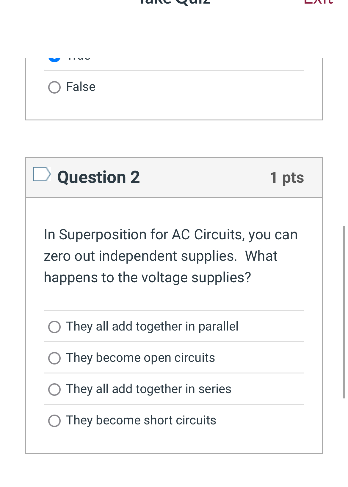 Solved FalseQuestion 21 ﻿ptsIn Superposition for AC | Chegg.com