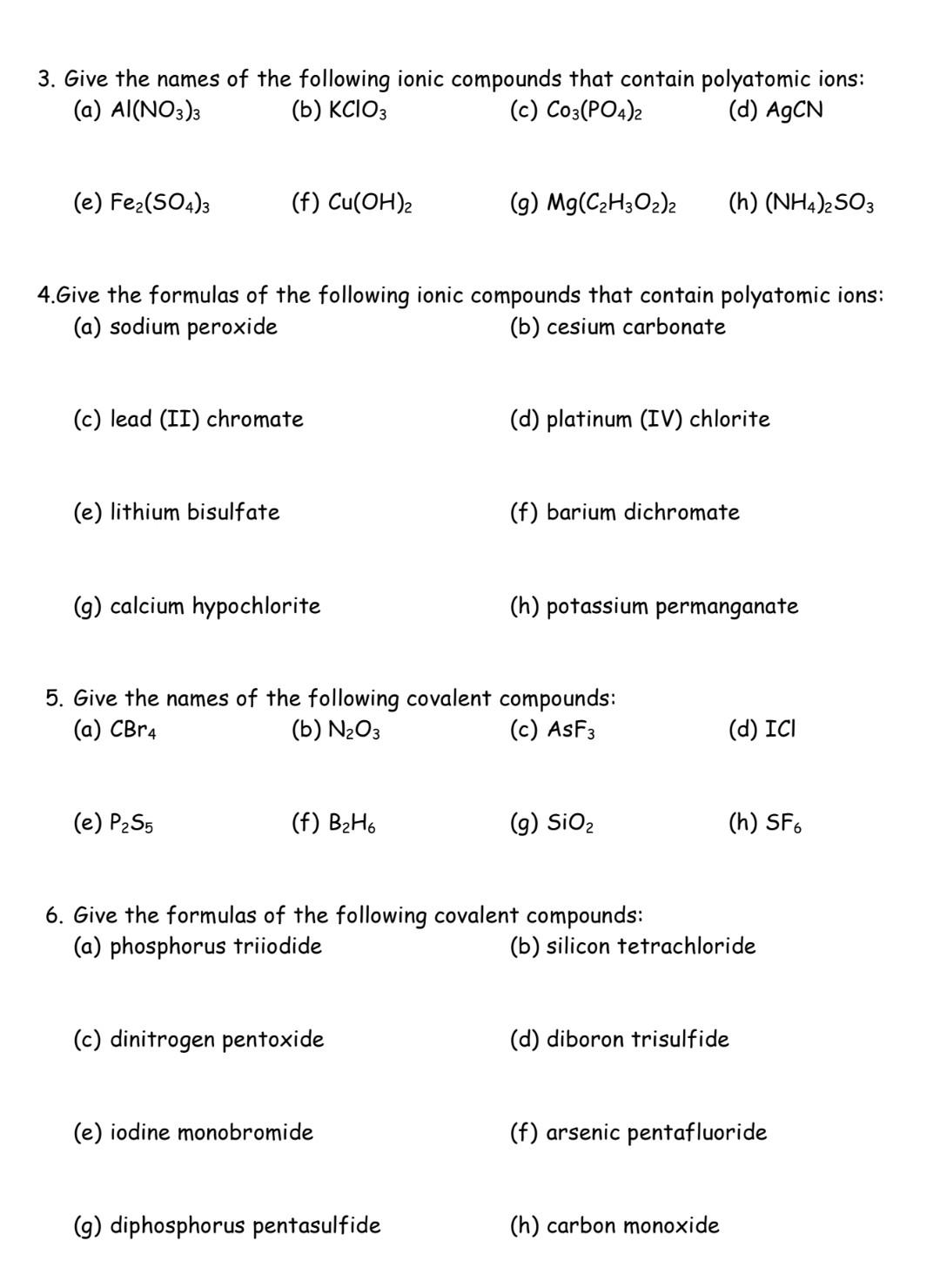 Solved 3. Give the names of the following ionic compounds | Chegg.com